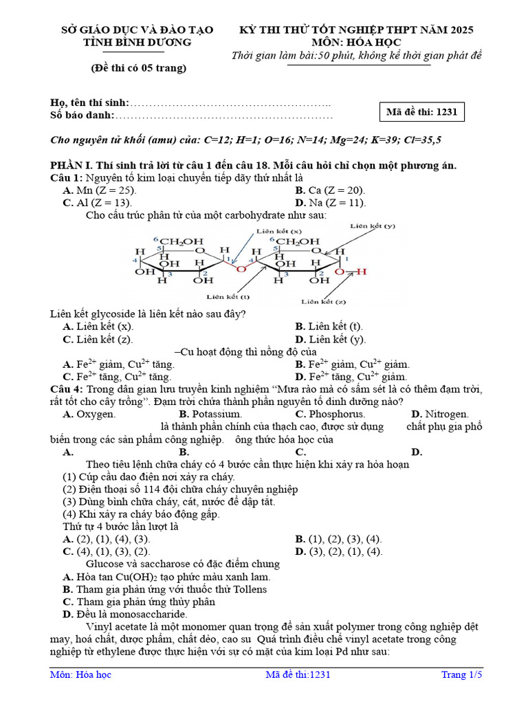 Hoahoc - Ma de 1231 | PDF