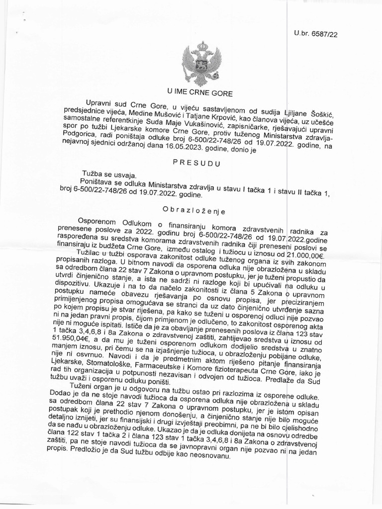 Upravni Sud - Presuda | PDF