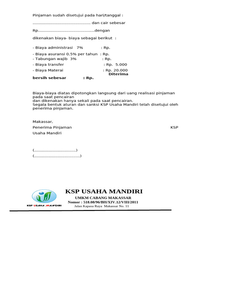 Data Pencairan KSP Usaha Mandiri | PDF