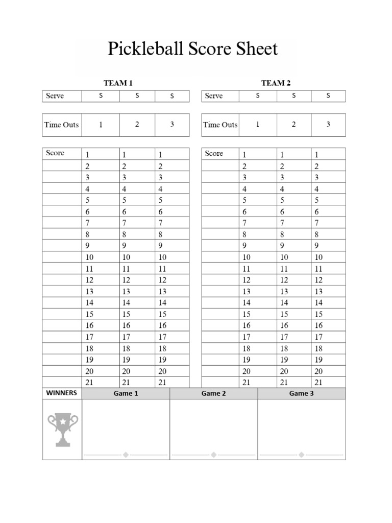 Pickleball Score Sheet Printable | PDF