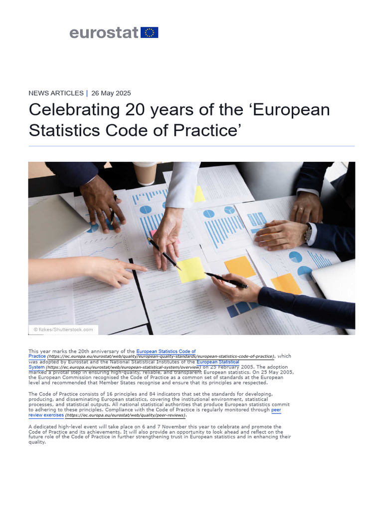 20 Years of European Statistics Code | PDF | European Union