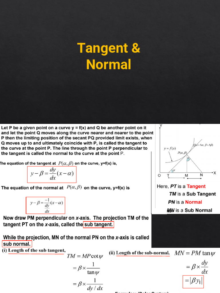 Tangent & Normal | PDF