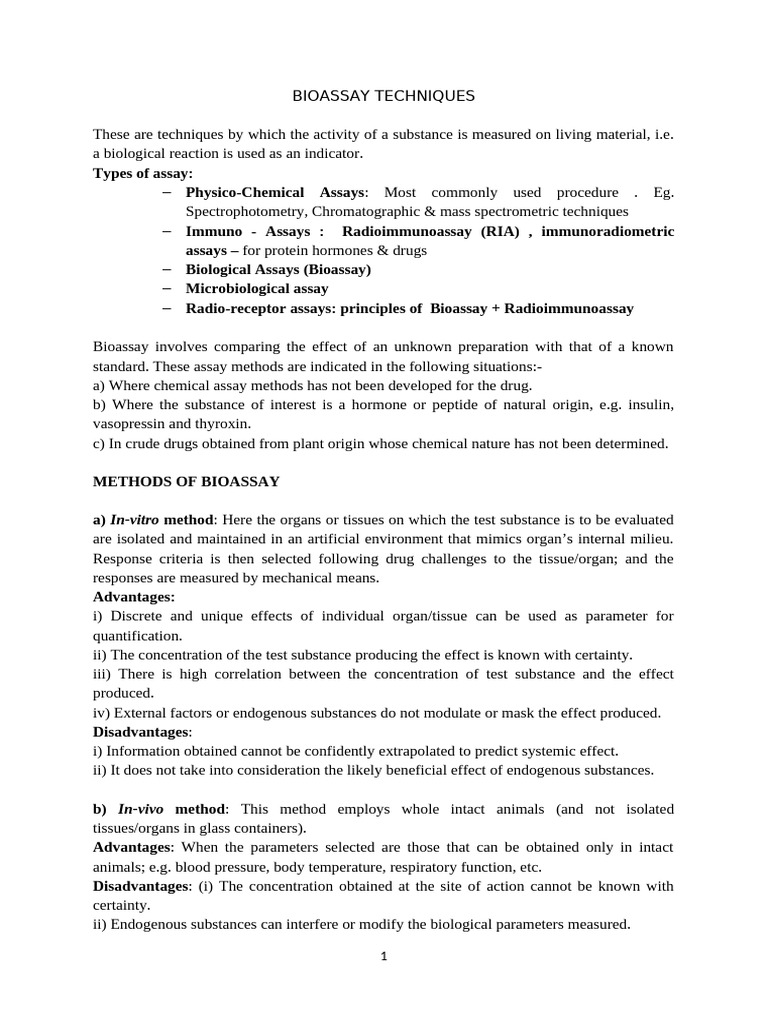 Bioassay Techniques | PDF | Assay | Bioassay