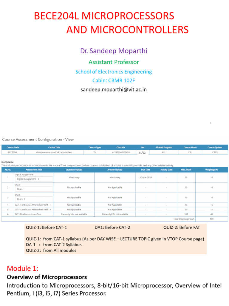 Sandeep Moparthi - Mod 1 & 2 | PDF | Microcontroller | Central Processing Unit