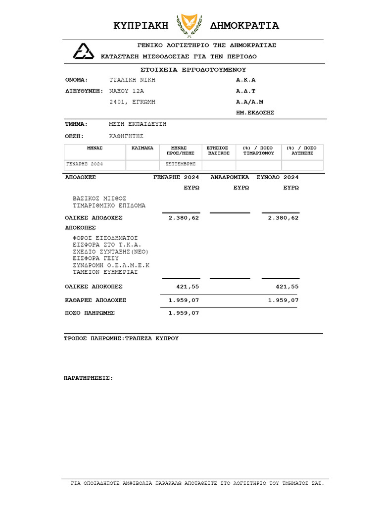 Period Payroll Statement | PDF