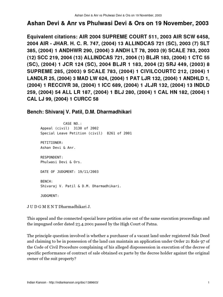 Order 21 Rule 97 CPC Dispossession Case | PDF | Lawsuit | Judgment (Law)