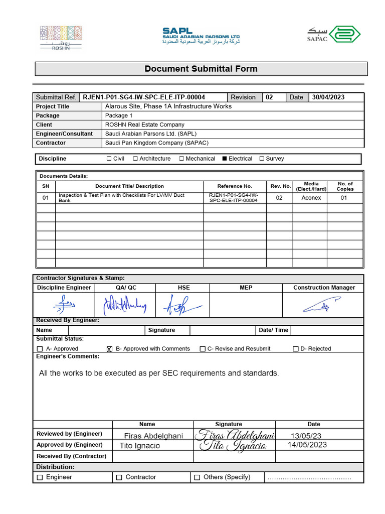Rjen1 P01 SG4 Iw SPC Ele Itp 00004 - R02 - B | PDF | Pipe (Fluid Conveyance) | Duct (Flow)