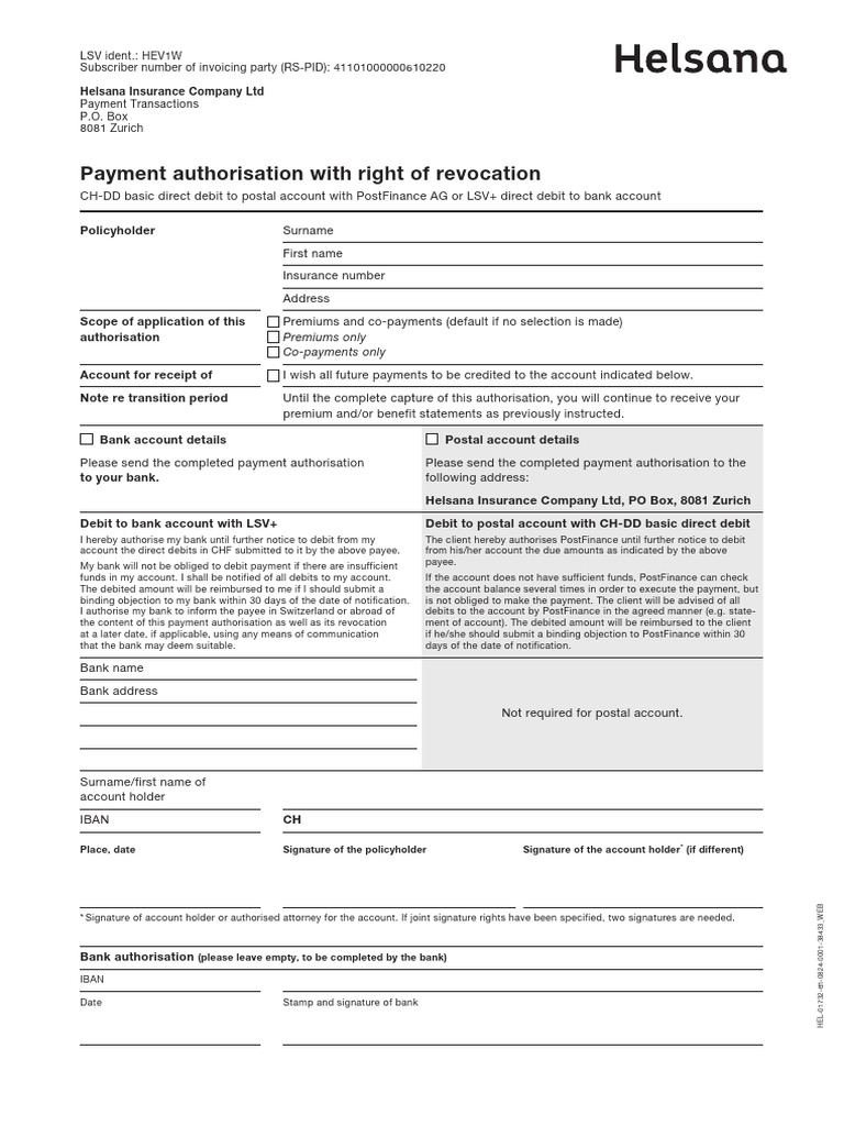 Private Customers LSV Swiss Direct Debitddd | PDF | Debits And Credits ...