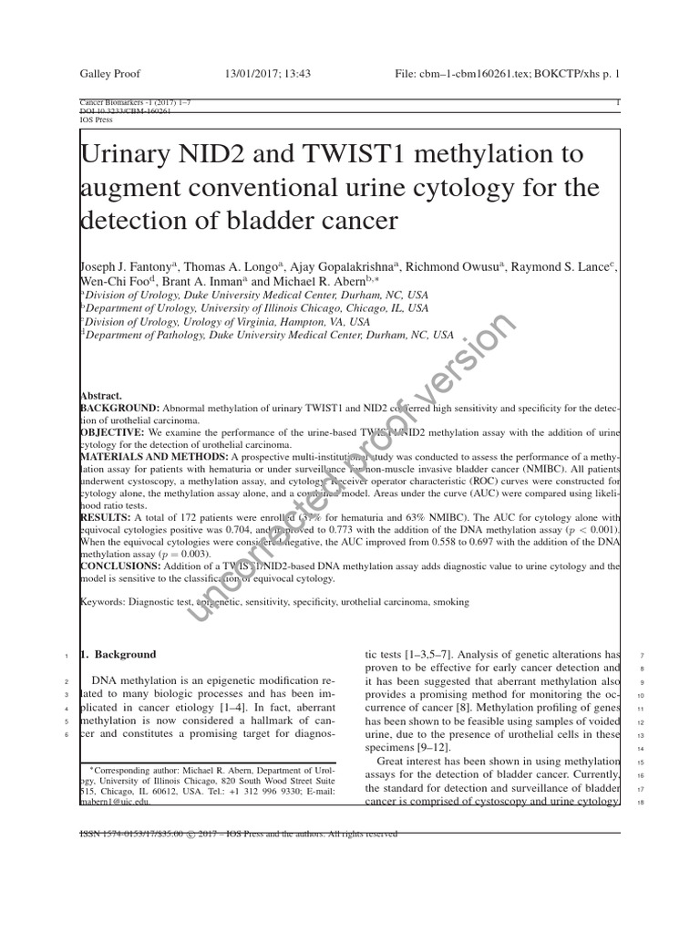 Fantony 2017 NID2 and TWITS1 Methylation in BC!!!!!! | PDF | Receiver ...