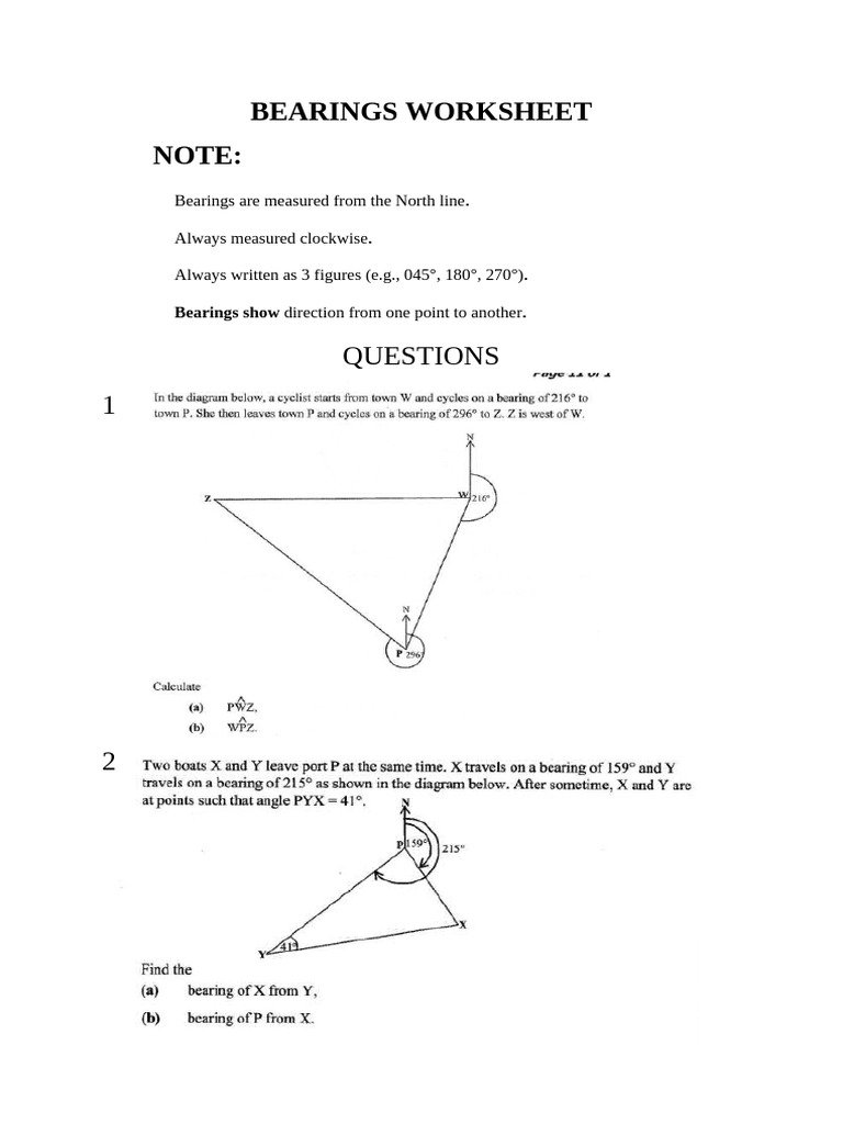 Bearings Worksheet | PDF