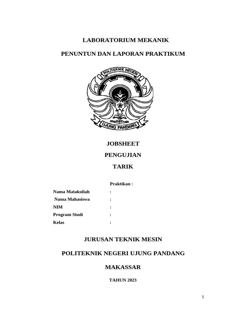 Job Sheet Uji Tarik 2023 - Protected (1) - Unlocked | PDF