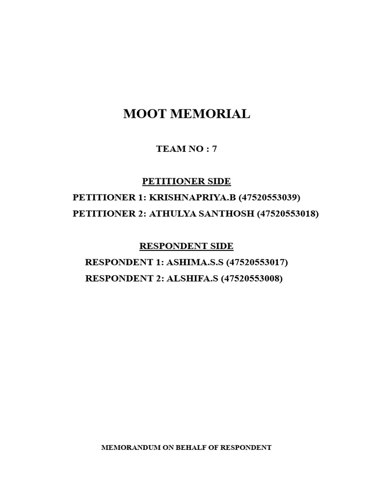 Moot Memorial Print of Respondents | PDF | Confession (Law) | Right To ...
