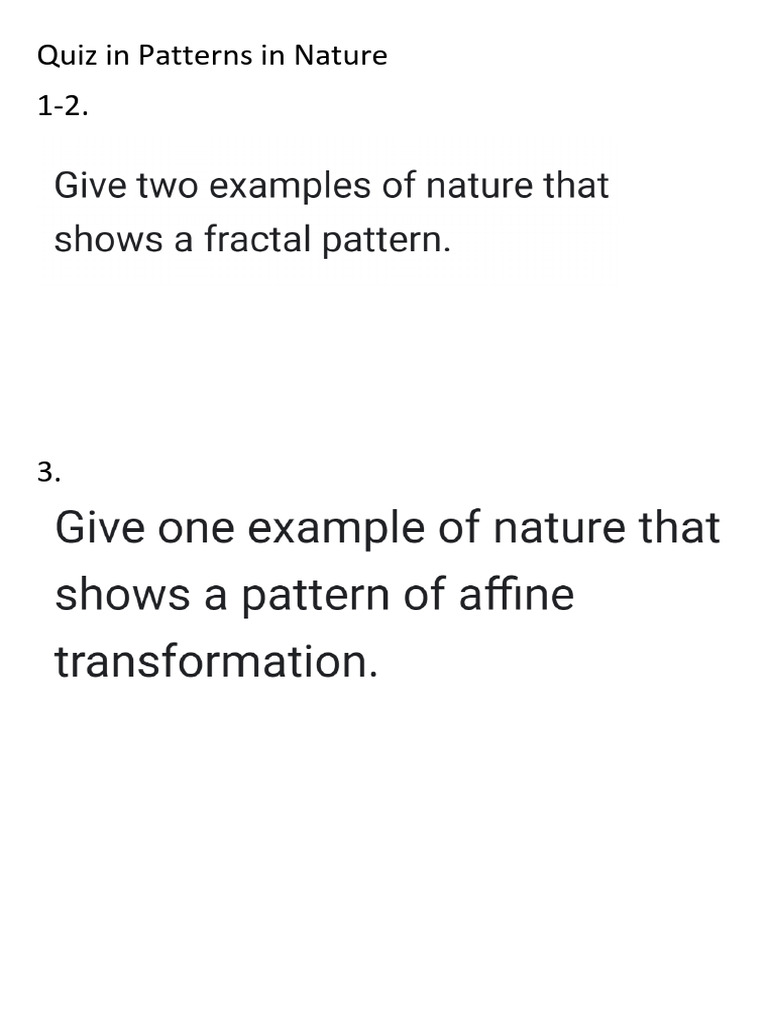 Patterns in Nature Quiz Overview | PDF