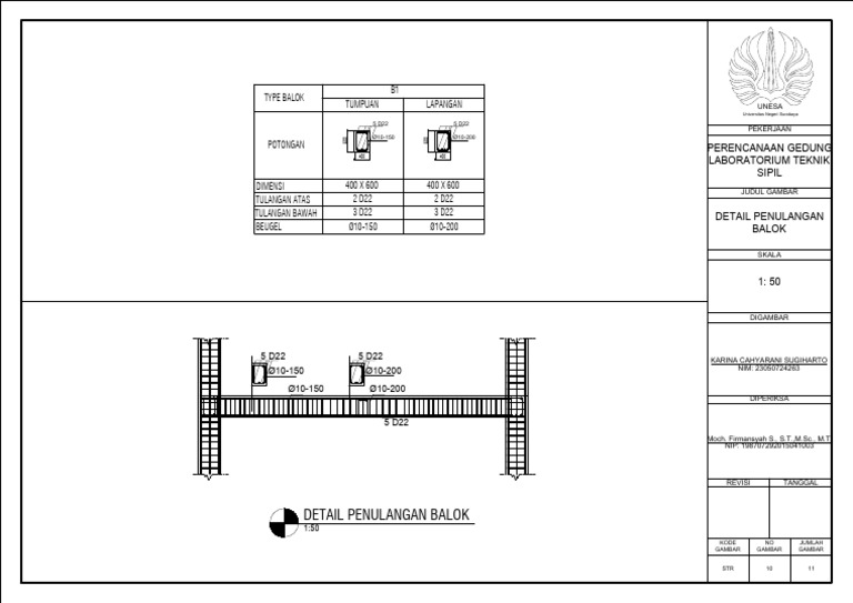 Detail Penulangan Balok | PDF