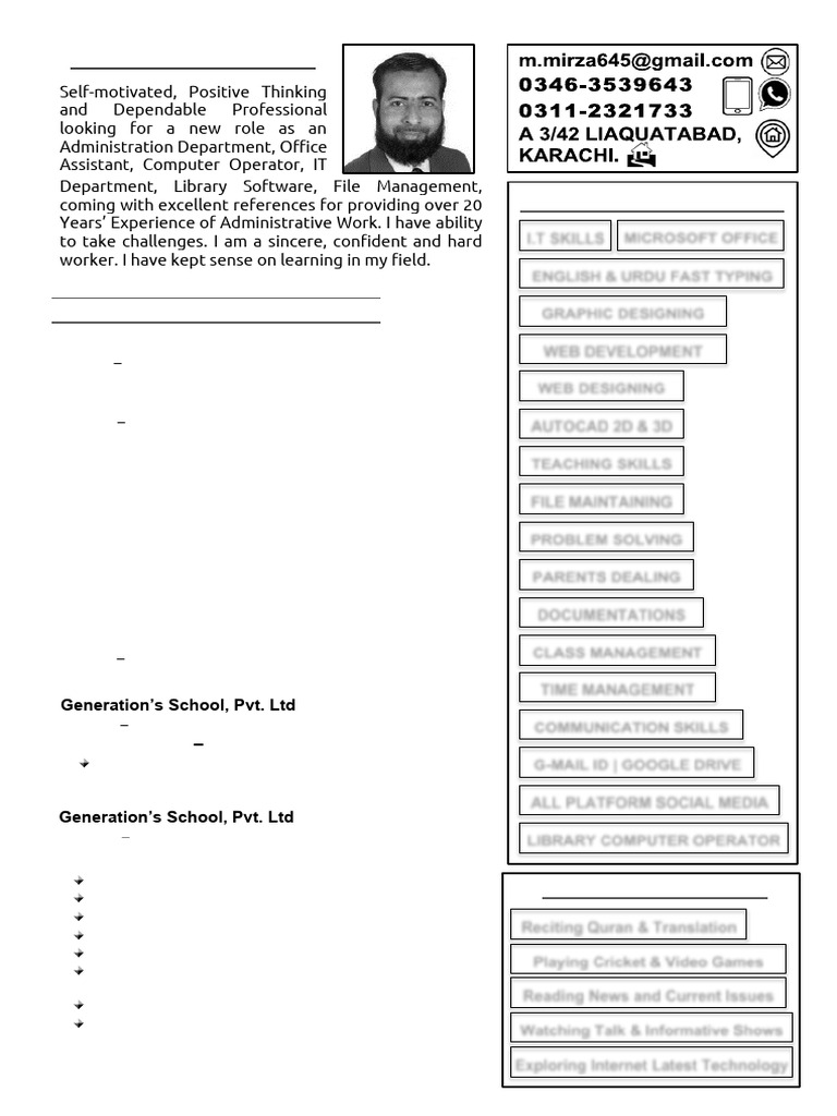 Mairaj Mirza CV Resume New Format Updated 2024 | PDF | Microsoft Excel | Microsoft Office