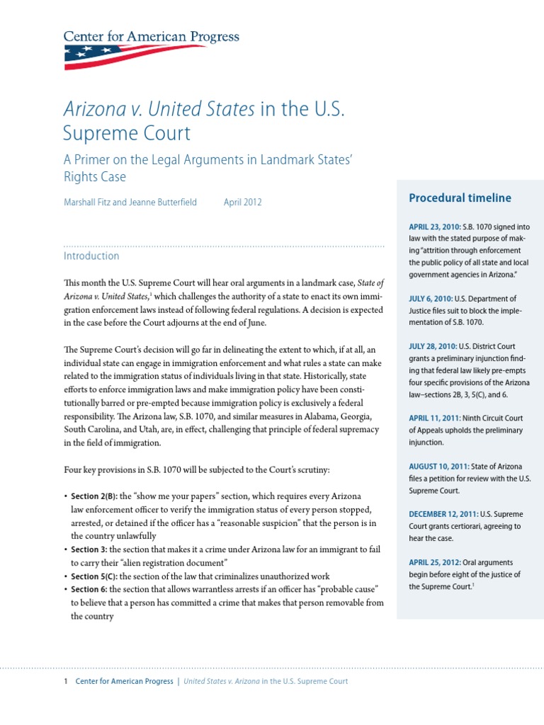 'Arizona v. United States' in The U.S. Supreme Court | PDF | Arizona Sb ...