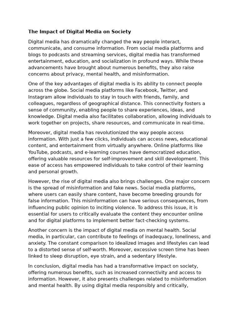 The Impact of Digital Media On Society | PDF | Social Media | Popular ...