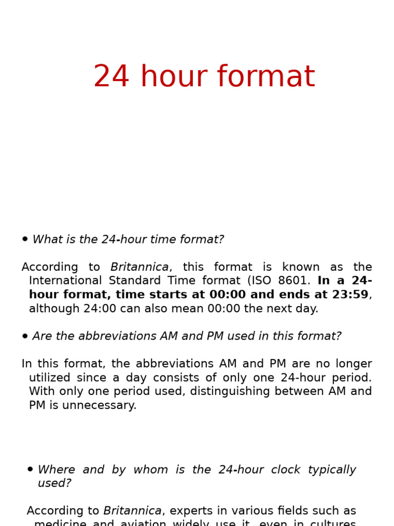 24 Hour Format Math 5 | PDF