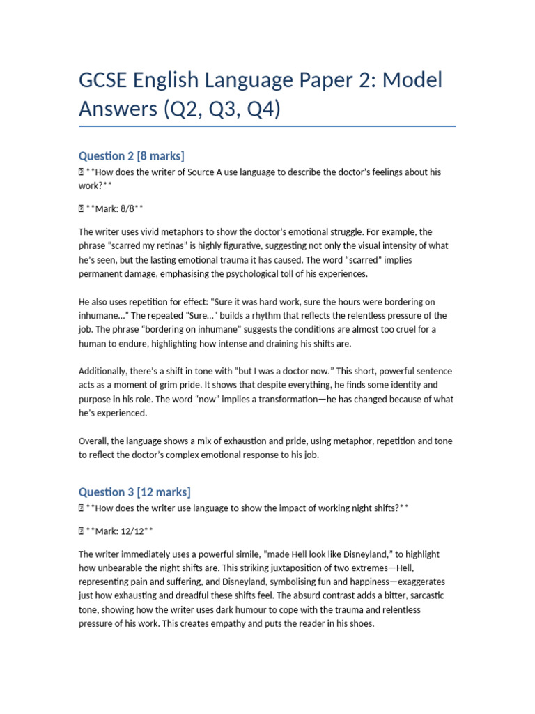 Edexcel English Language Paper 2 Insights | PDF | Love | Psychological ...