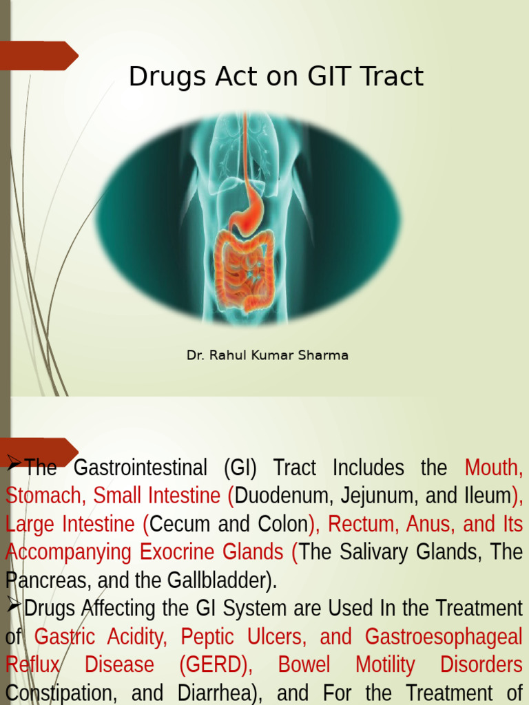Drugs Act On GIT Tract | PDF | Stomach | Gastrointestinal Tract