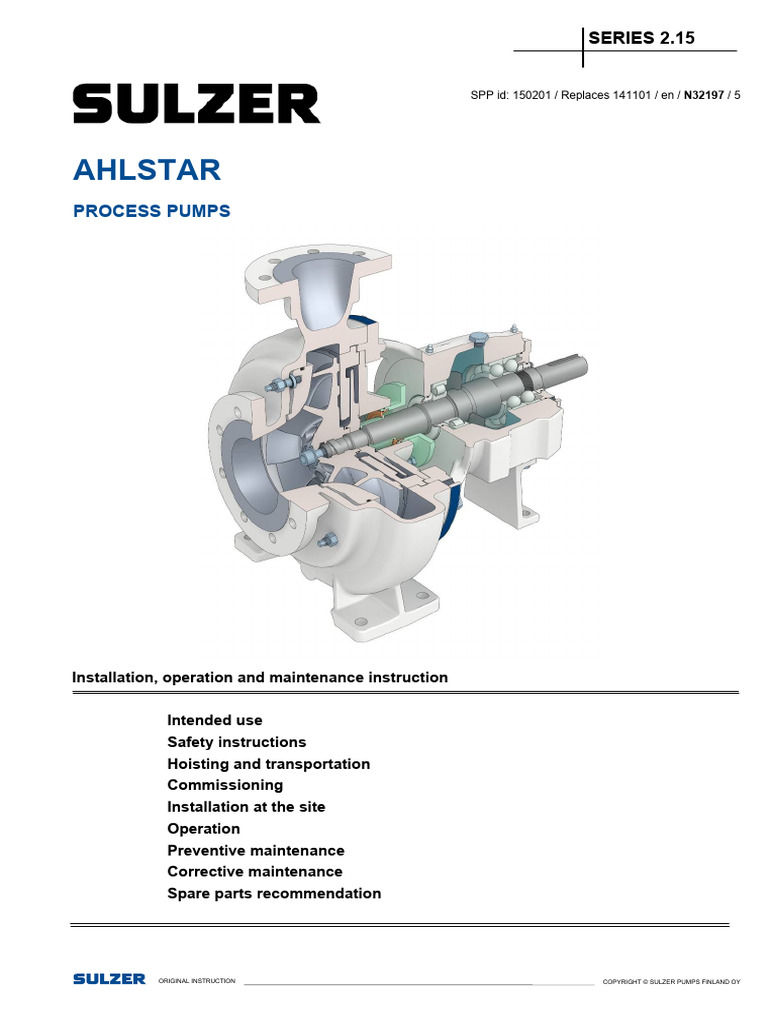 Ahlstar 215 Series MAIN | PDF | Pump | Mechanical Engineering