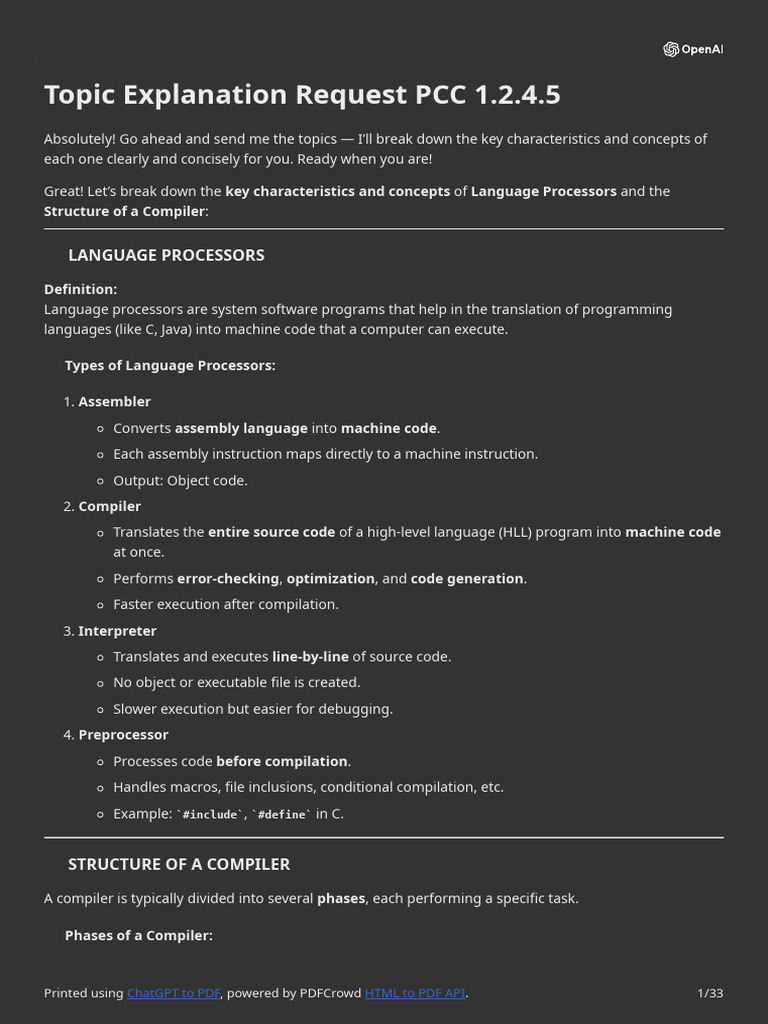 Topic Explanation Request PCC 1.2.4.5 | PDF | Parsing | Compiler