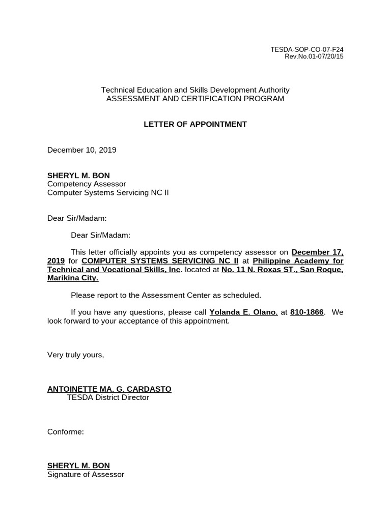 Letter of Appointment 1 | PDF