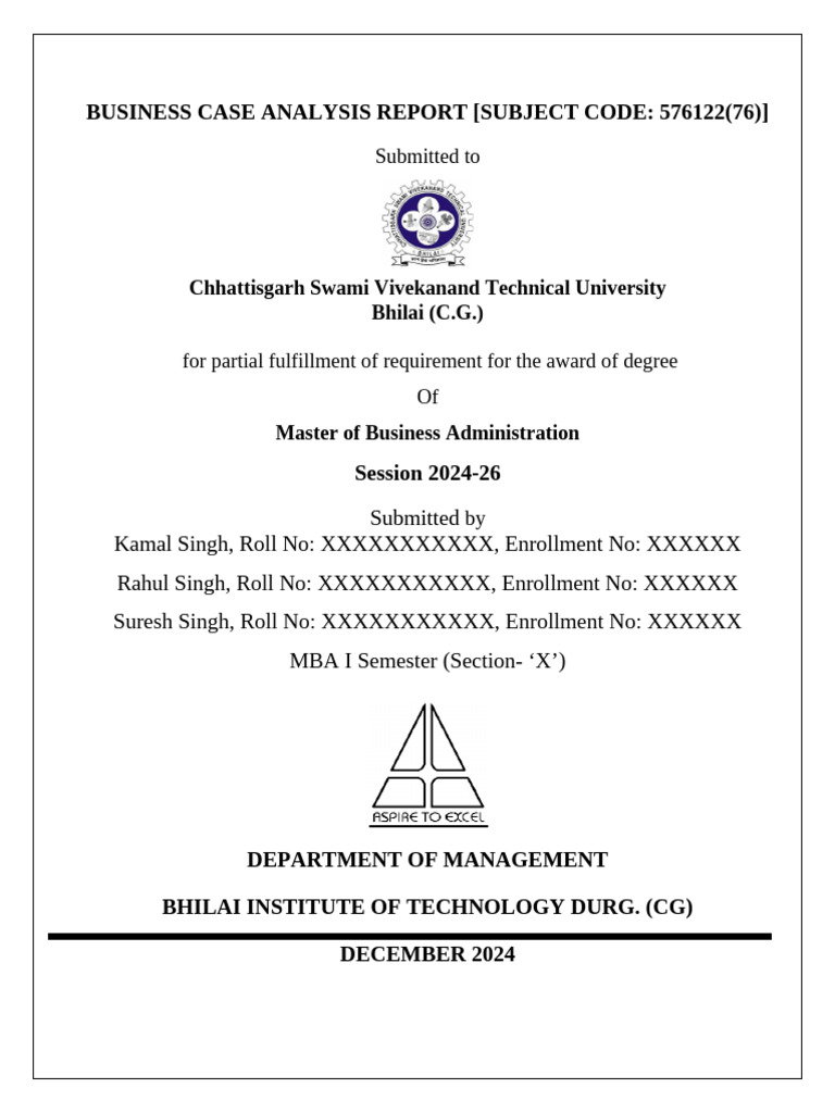 Case Study Cover Page Formate | PDF