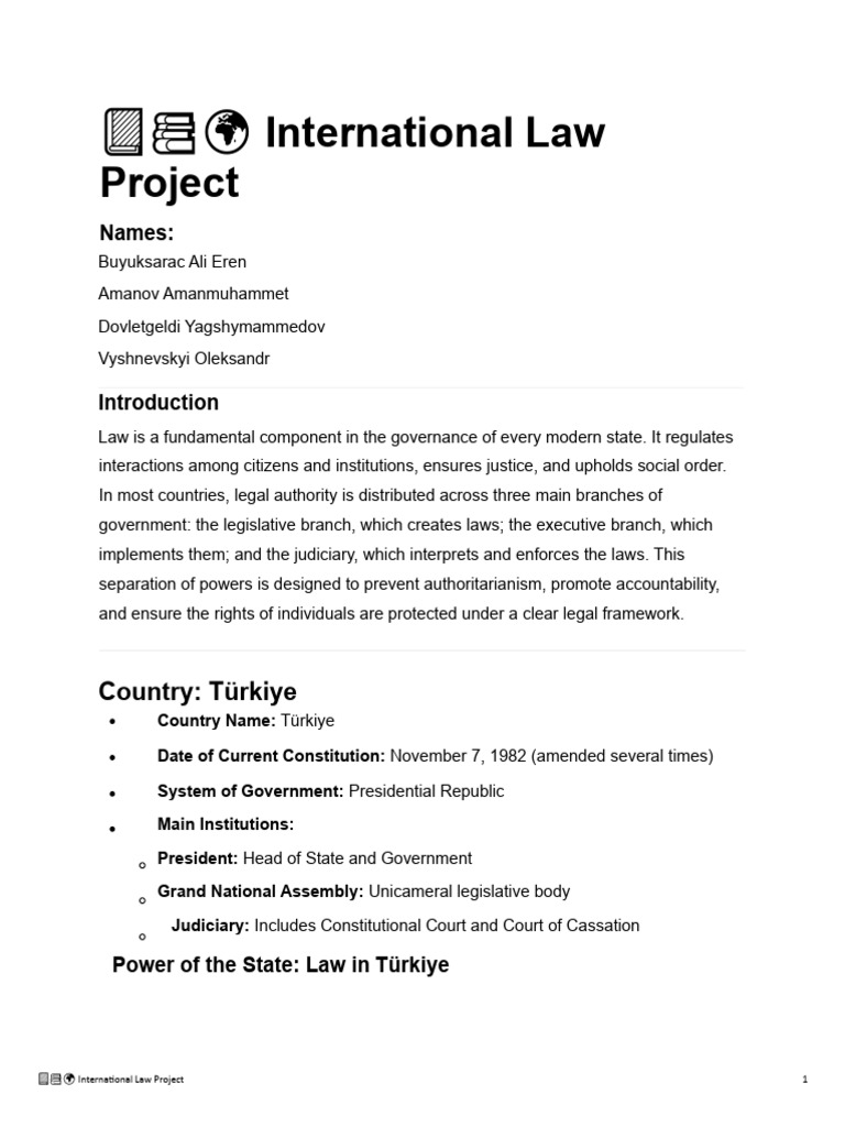 International Law Project | PDF | Supreme Courts | Legislature