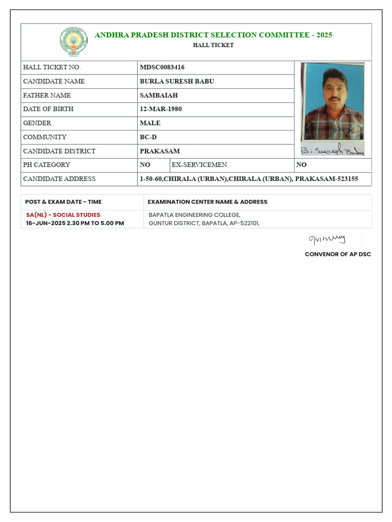 MDSC0083416 - HallTicket Seshu Social | PDF