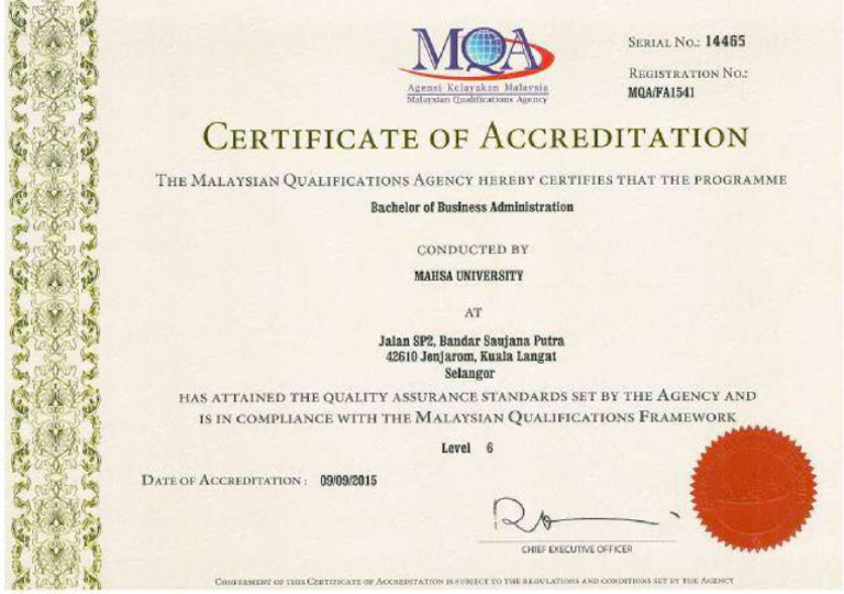 BBA Accreditation Cert | PDF