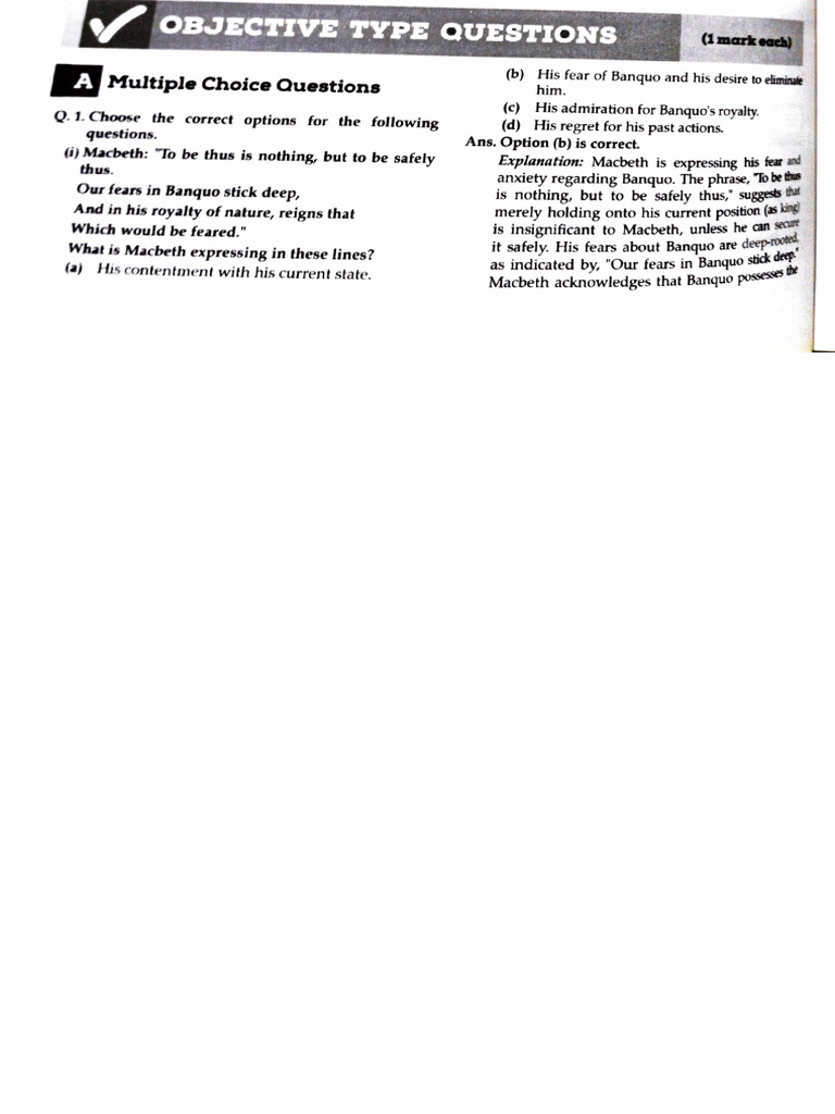 Macbeth MCQ & Reasoning | PDF
