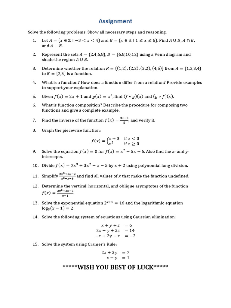 Pre-Calculus Assignment | PDF