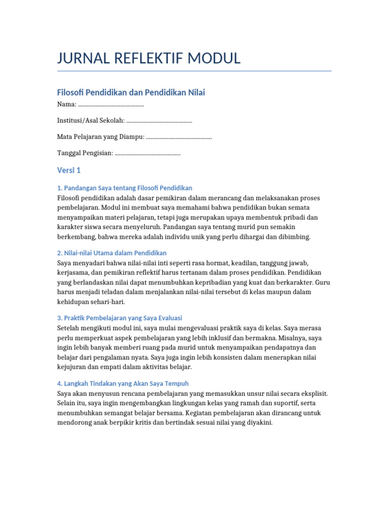 Jurnal Reflektif Filosofi Pendidikan Dan Pendidikan Nilai Parafrase | PDF