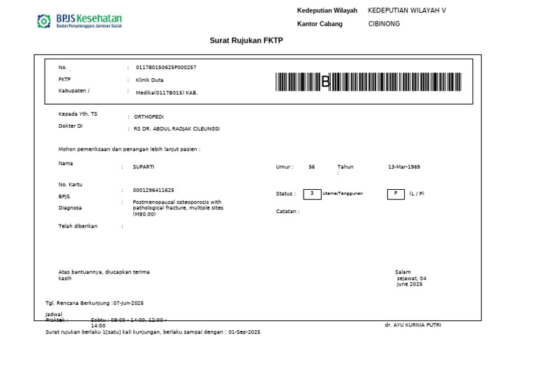 Rujukan Ny SUPARTI Poli Orthopedi | PDF
