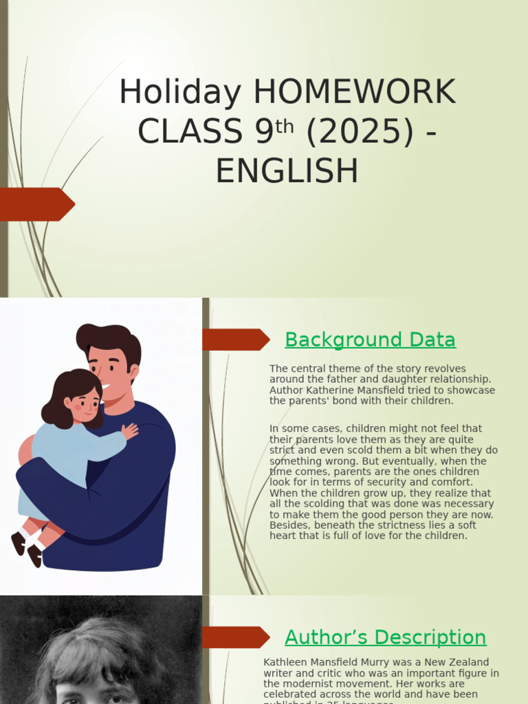 Holiday HOMEWORK English | PDF | Katherine Mansfield | Interpersonal ...