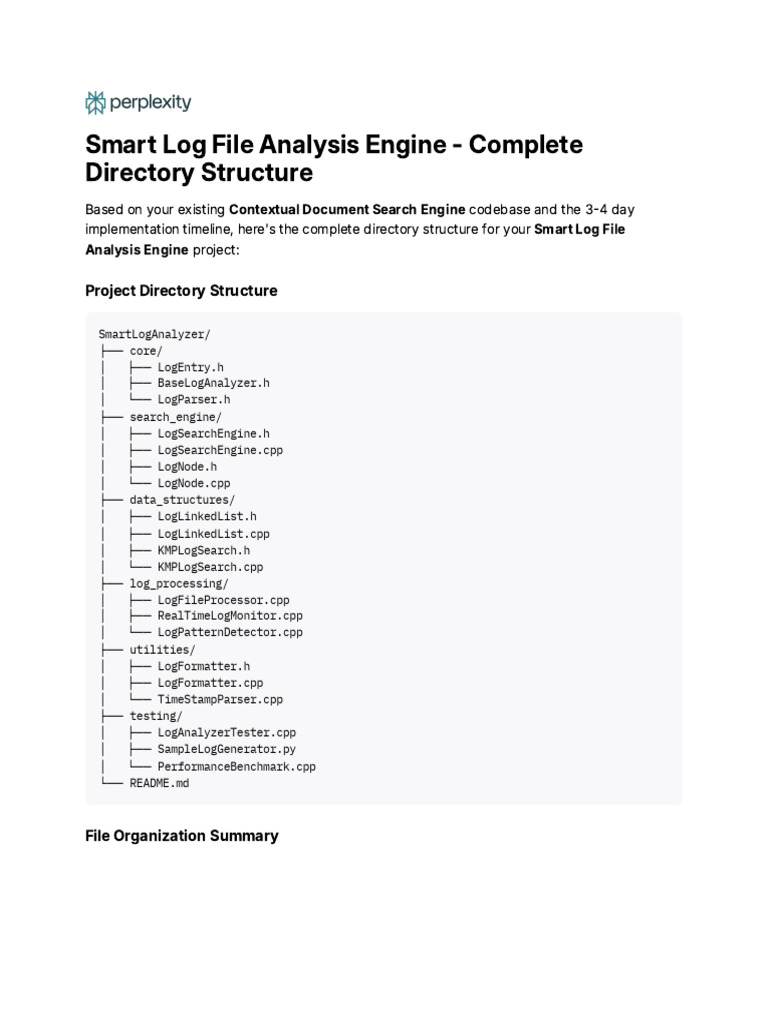 Smart Log File Analysis Engine - Complete Director | PDF | Metadata | Computer File