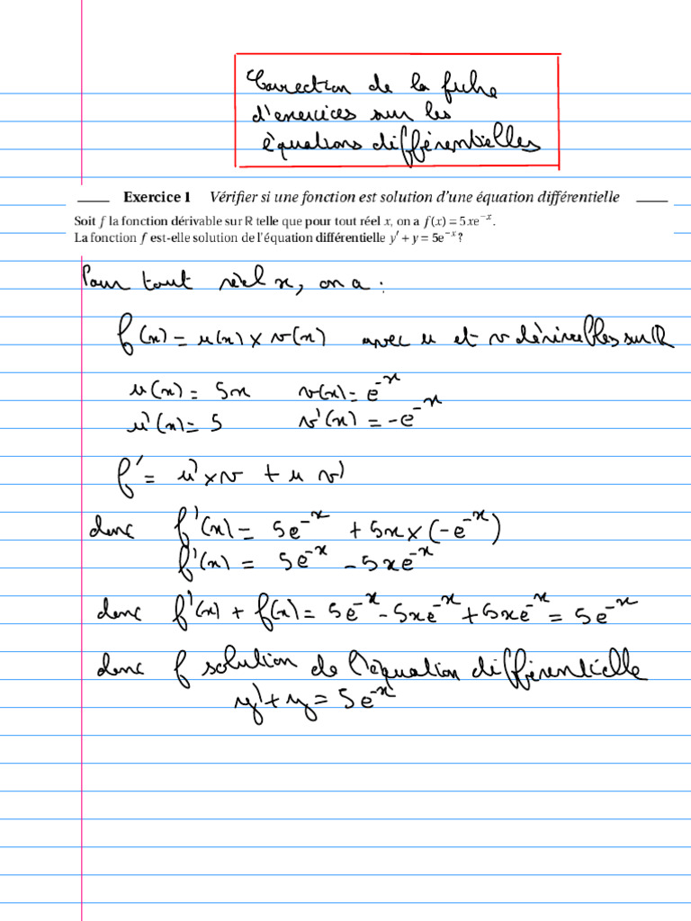 Correction Fiche Equa Diff2024 | PDF