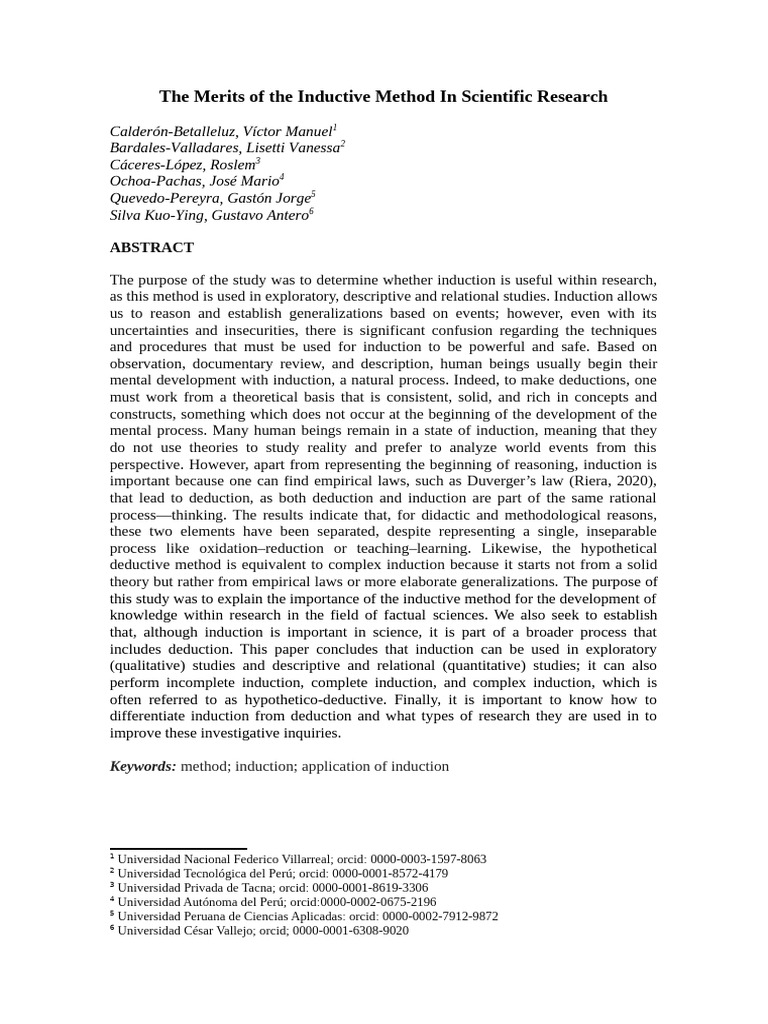 The Merits of The Inductive Method in Scientific Research - 2025 | PDF ...