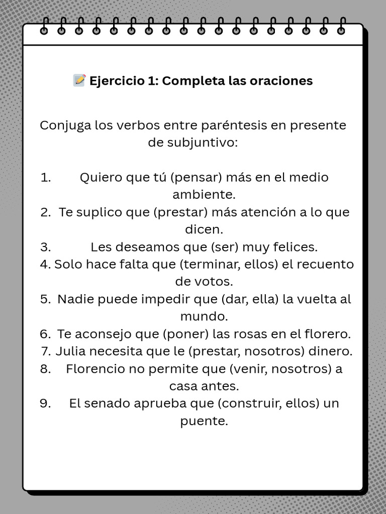 Subjunctive Worksheet | PDF