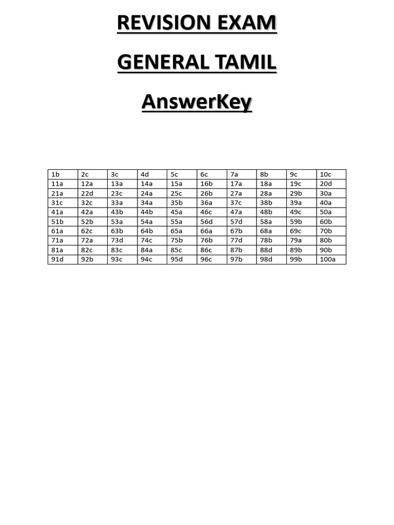 General Tamil Answerkey | PDF