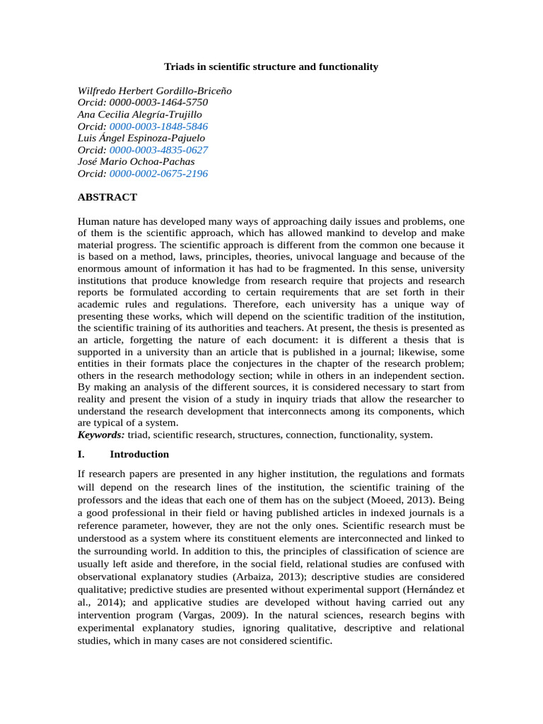 Triads in Scientific Structure and Functionality - 2024 | PDF | Scientific Method | Statistics