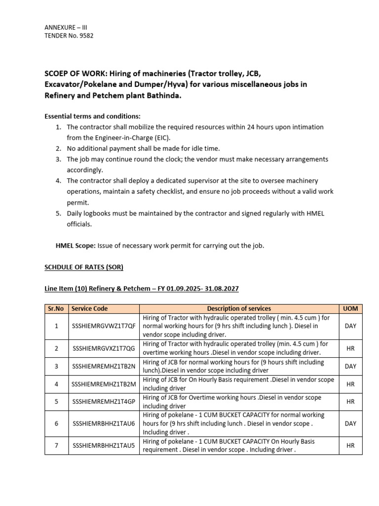 Annexure - III - Scope of Work (Sow) | PDF