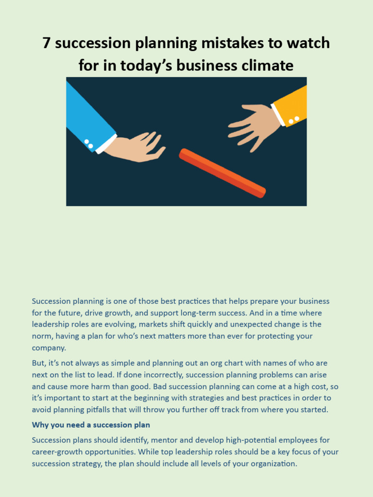 7 Succession Planning Mistakes To Watch For in Today | PDF | Leadership ...