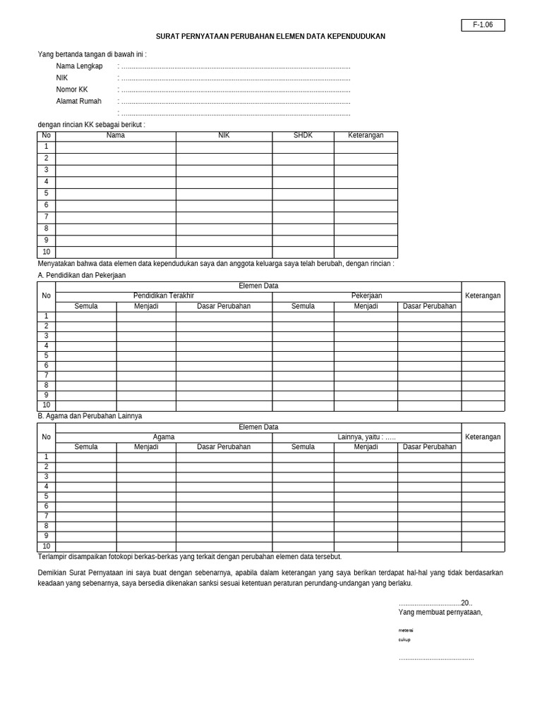 Form Perubahan Data | PDF