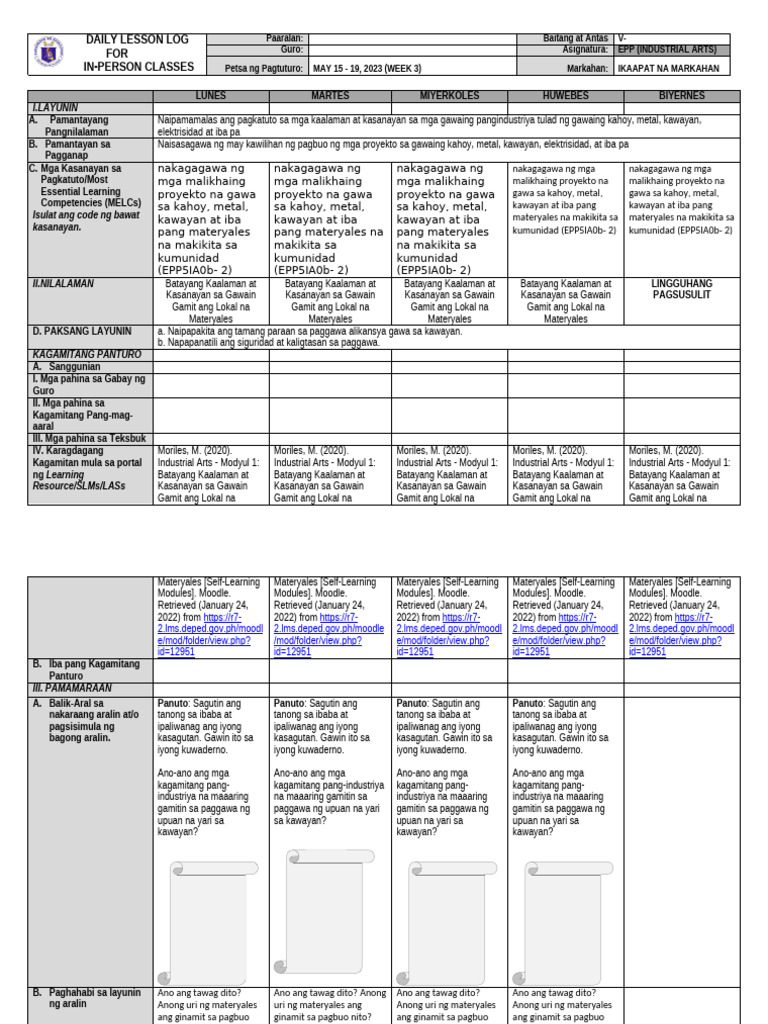 G5 Q4W3 DLL EPP IA MELCs | PDF
