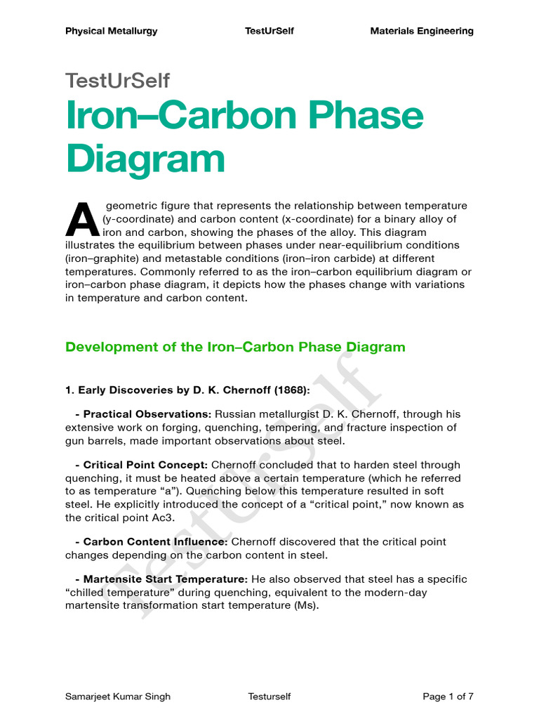 Iron-Carbon Phase Diagram - TestUrSelf | PDF | Phase (Matter) | Iron