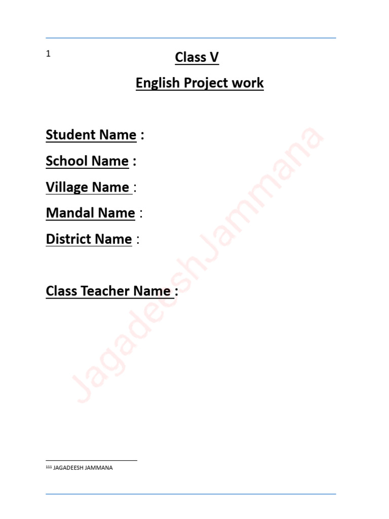 Chaduvu Class 5 English Project | PDF | Linguistics