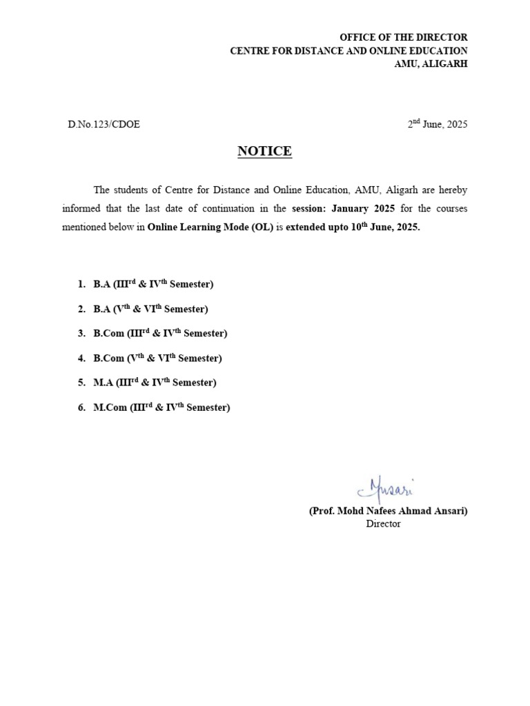 1748845678.date Extended Notice Continuation OL January 2025 | PDF