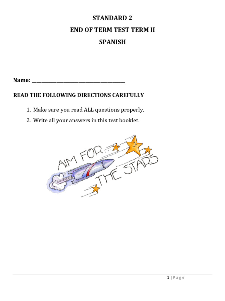 Spanish Term II Test Instructions | PDF